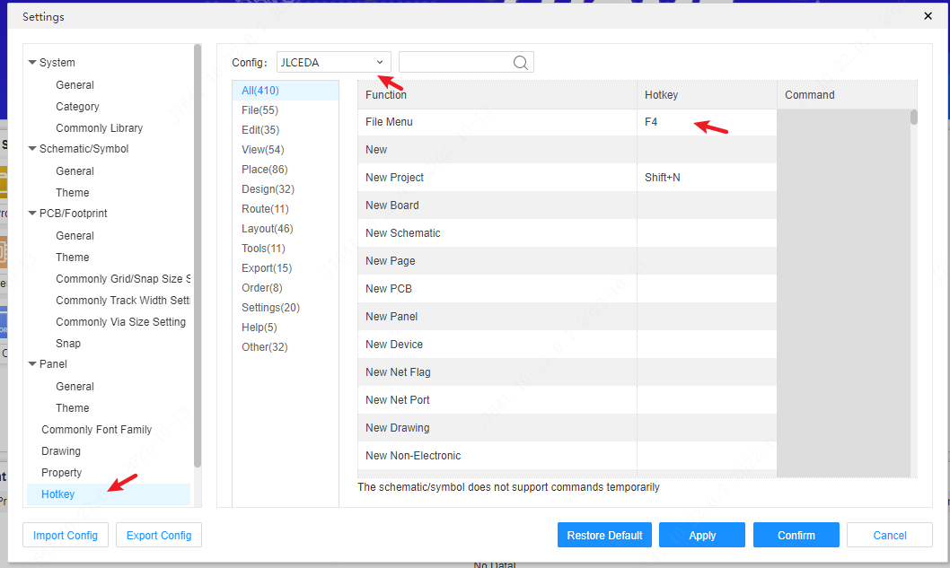 Shortcut Key | EasyEDA Pro User Guide